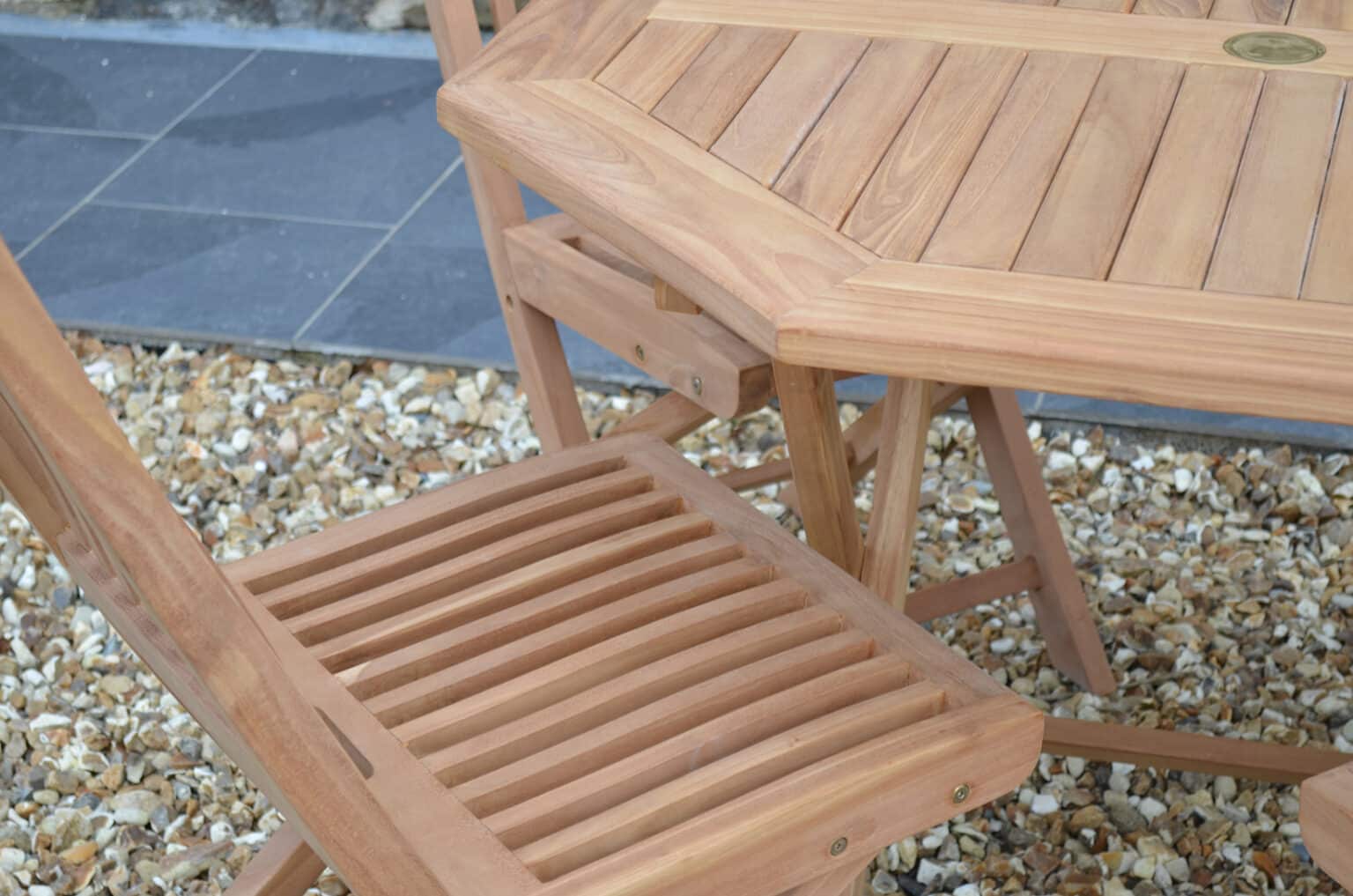 Teak Garden Dining Set | 4 Seater Set | Suffolk 1m Octagonal Teak ...